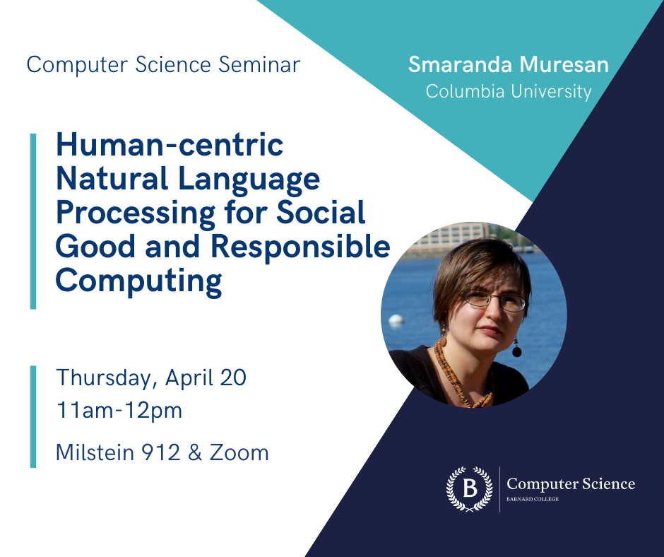 Computer Science Seminar: Smaranda Muresan (Columbia University) | Barnard College